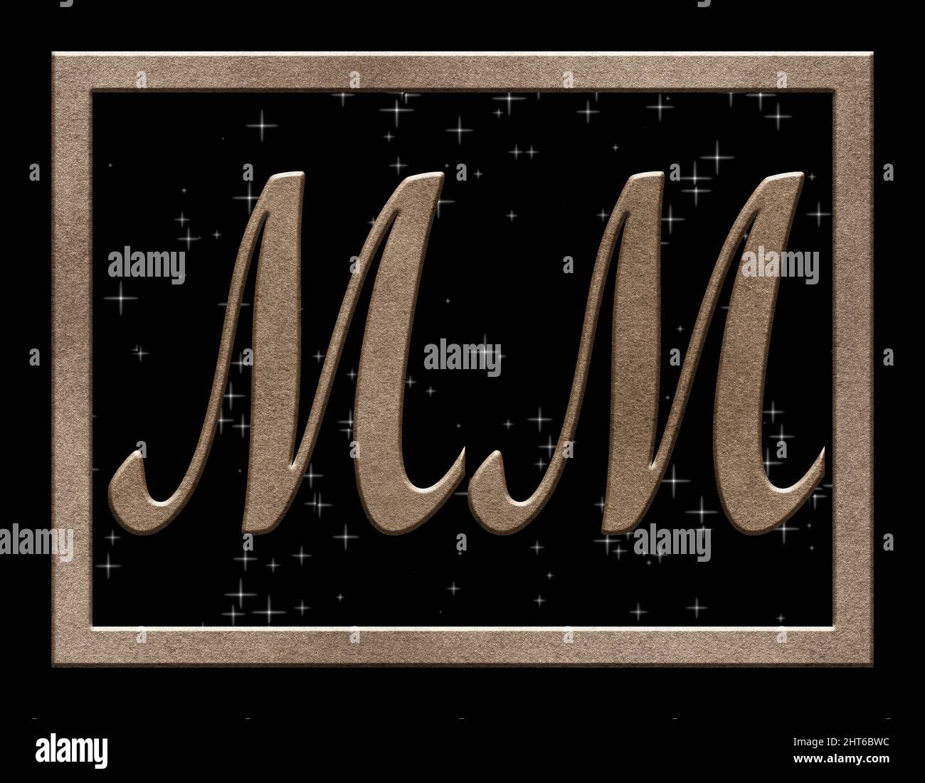 Signature with the two capital letters MM , crystal Stock Photo - Alamy