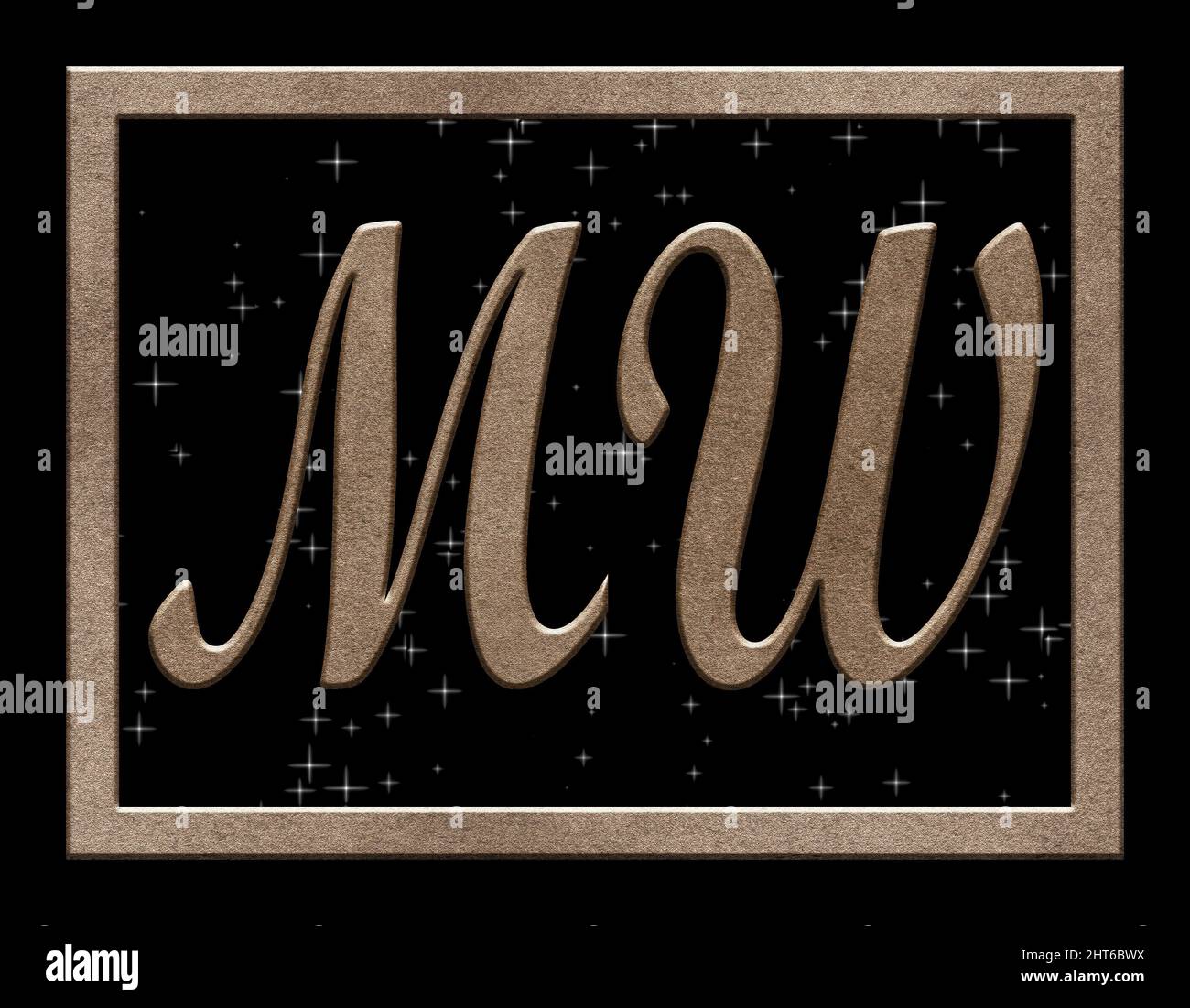 Signature with the two capital letters MW , crystal Stock Photo - Alamy