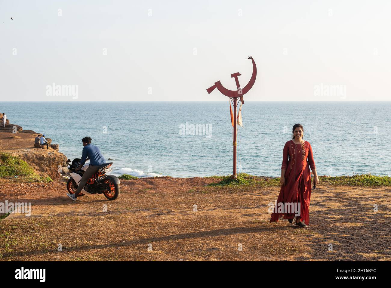 Varkala, India - January 2022: The symbol of the Communist Party on ...
