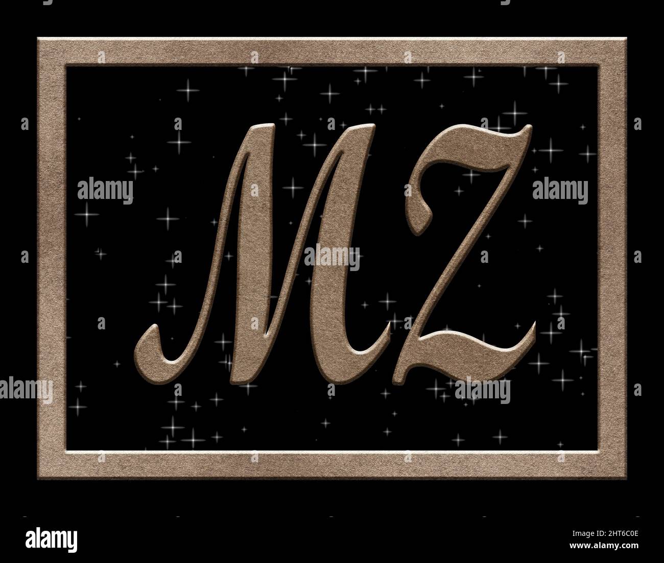 Signature with the two capital letters MZ , crystal Stock Photo - Alamy