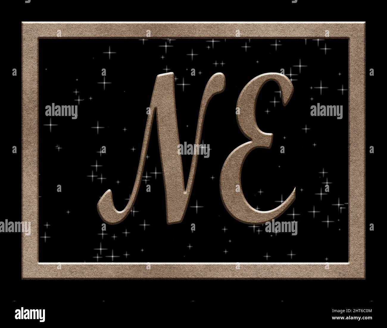 Signature with the two capital letters NE , crystal Stock Photo - Alamy