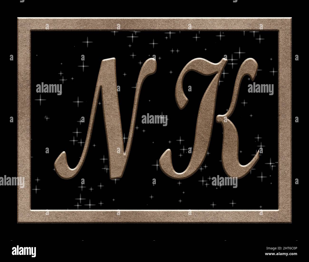 Signature with the two capital letters NK , crystal Stock Photo - Alamy
