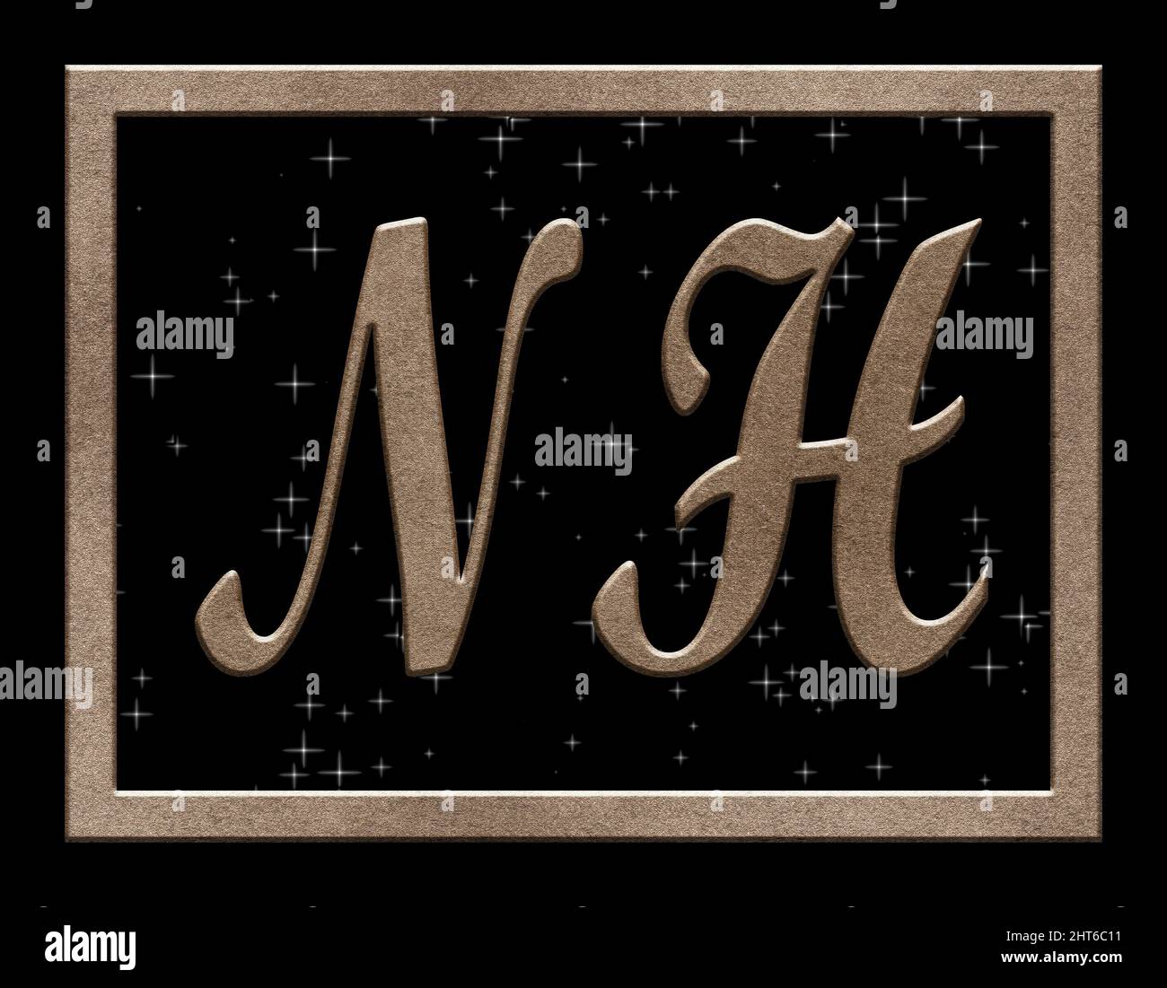 Signature with the two capital letters NH , crystal Stock Photo - Alamy