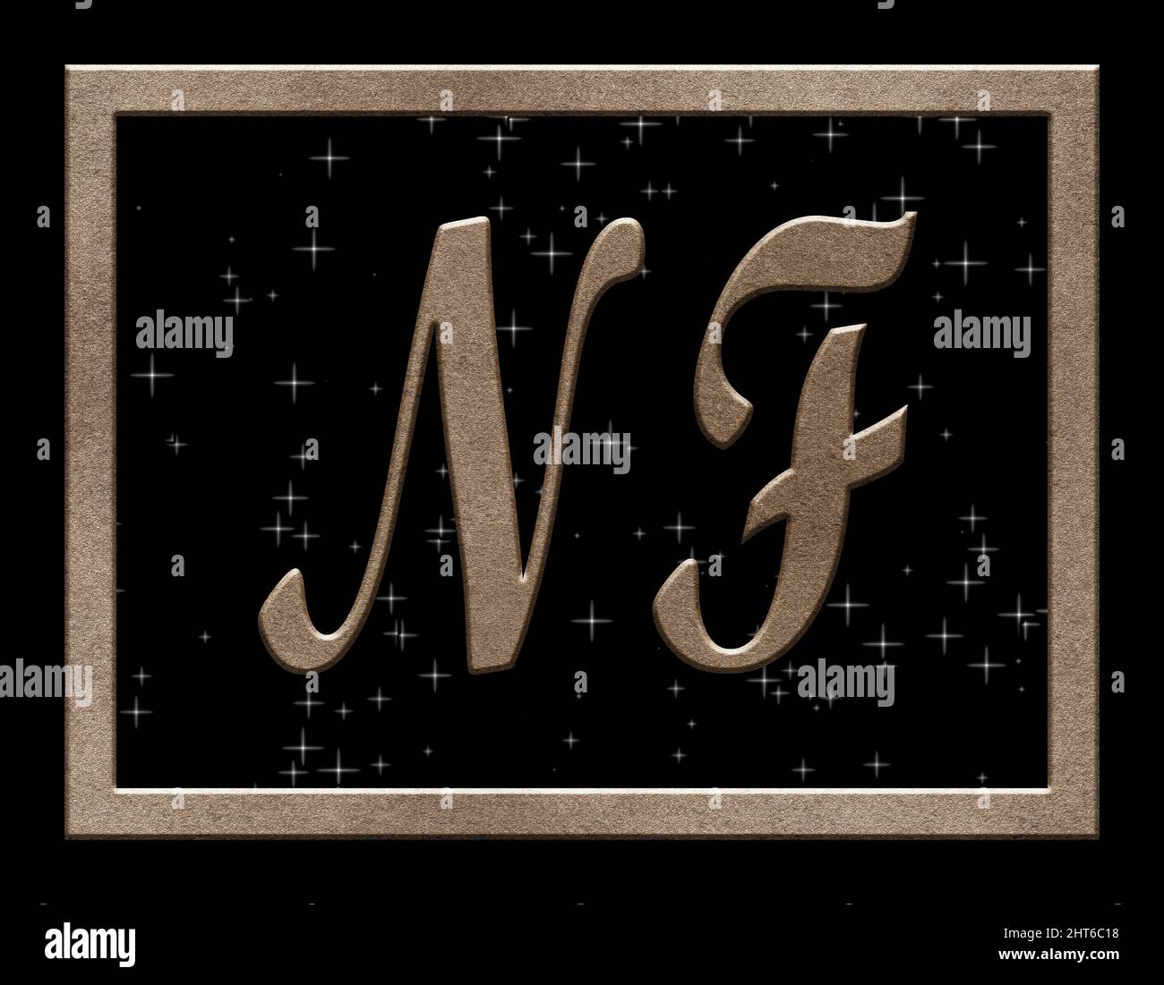 Signature with the two capital letters NF , crystal Stock Photo - Alamy