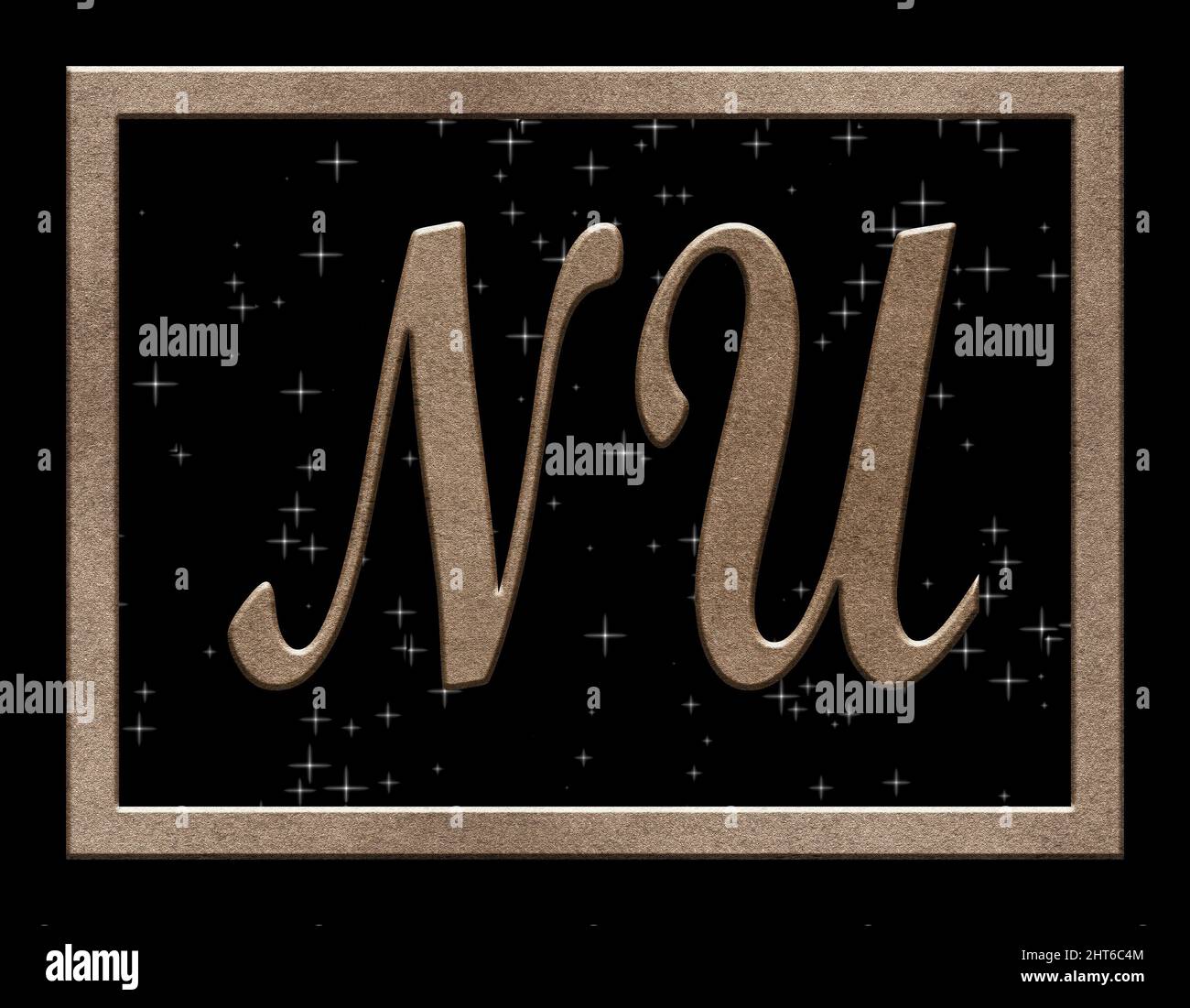Signature with the two capital letters NU , crystal Stock Photo - Alamy