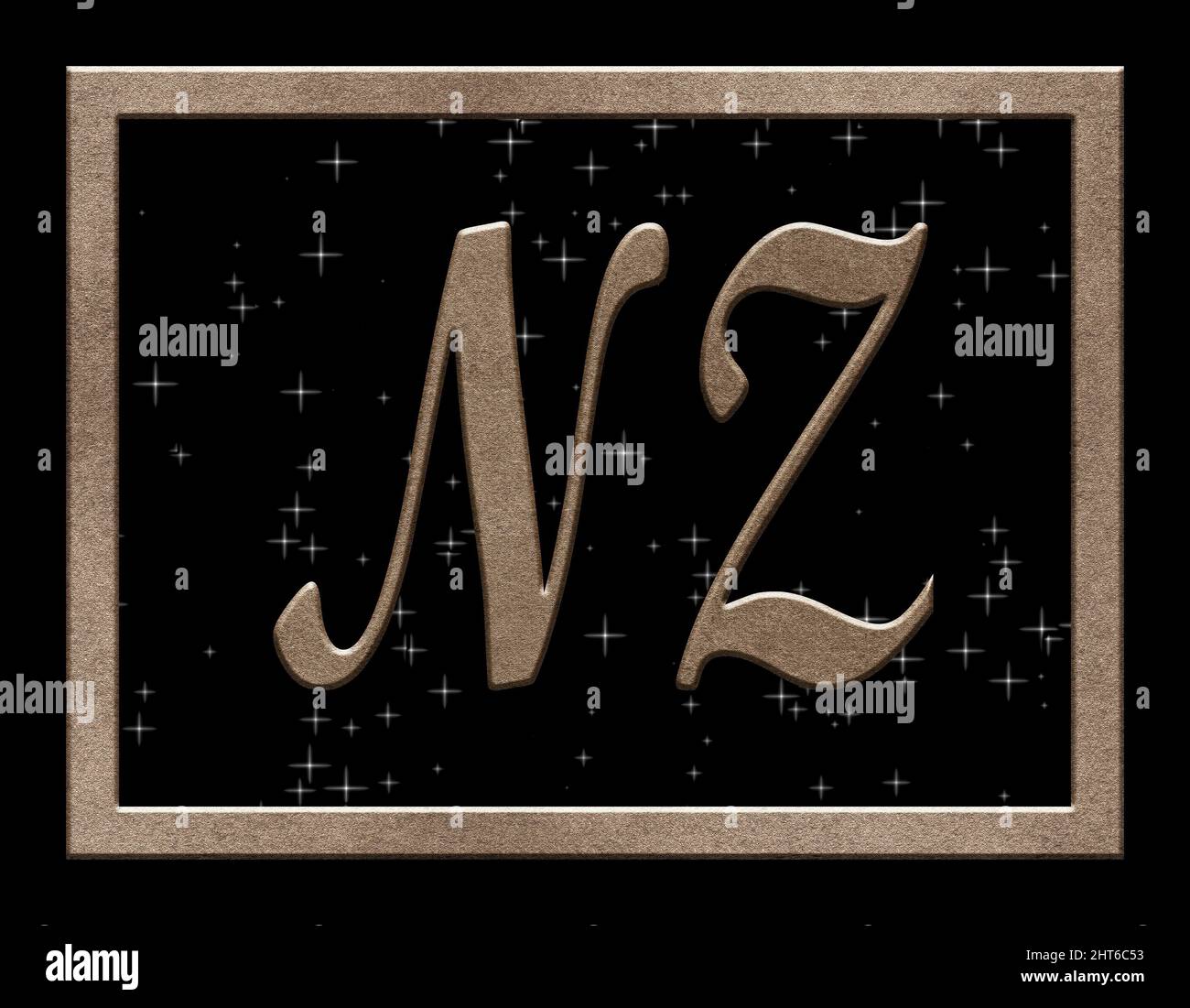 Signature with the two capital letters NZ , crystal Stock Photo - Alamy