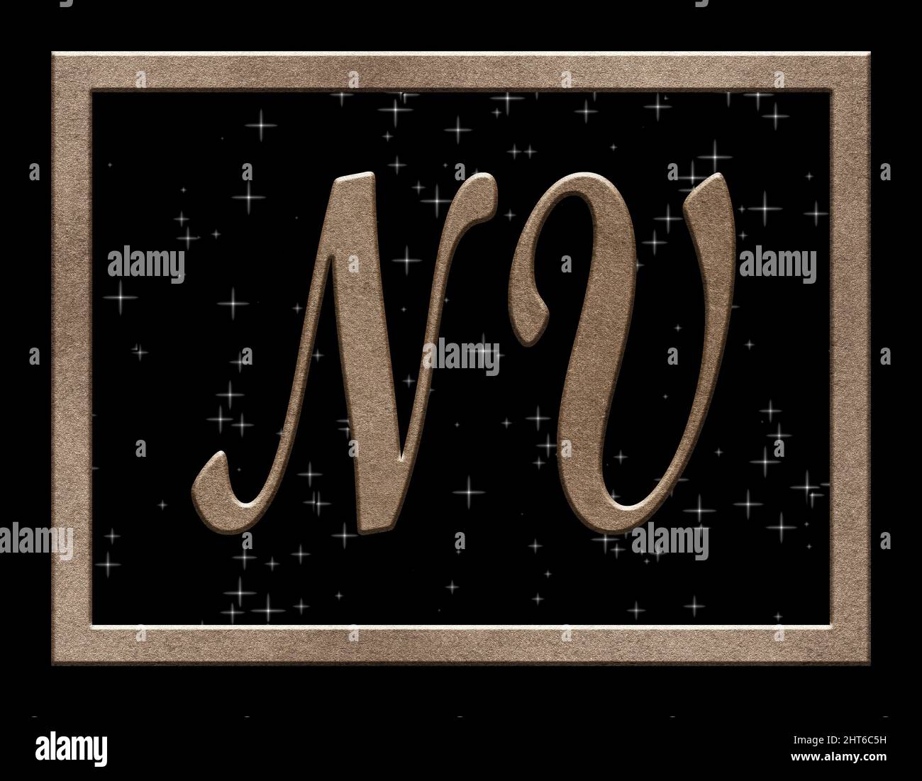 Signature with the two capital letters NV , crystal Stock Photo - Alamy