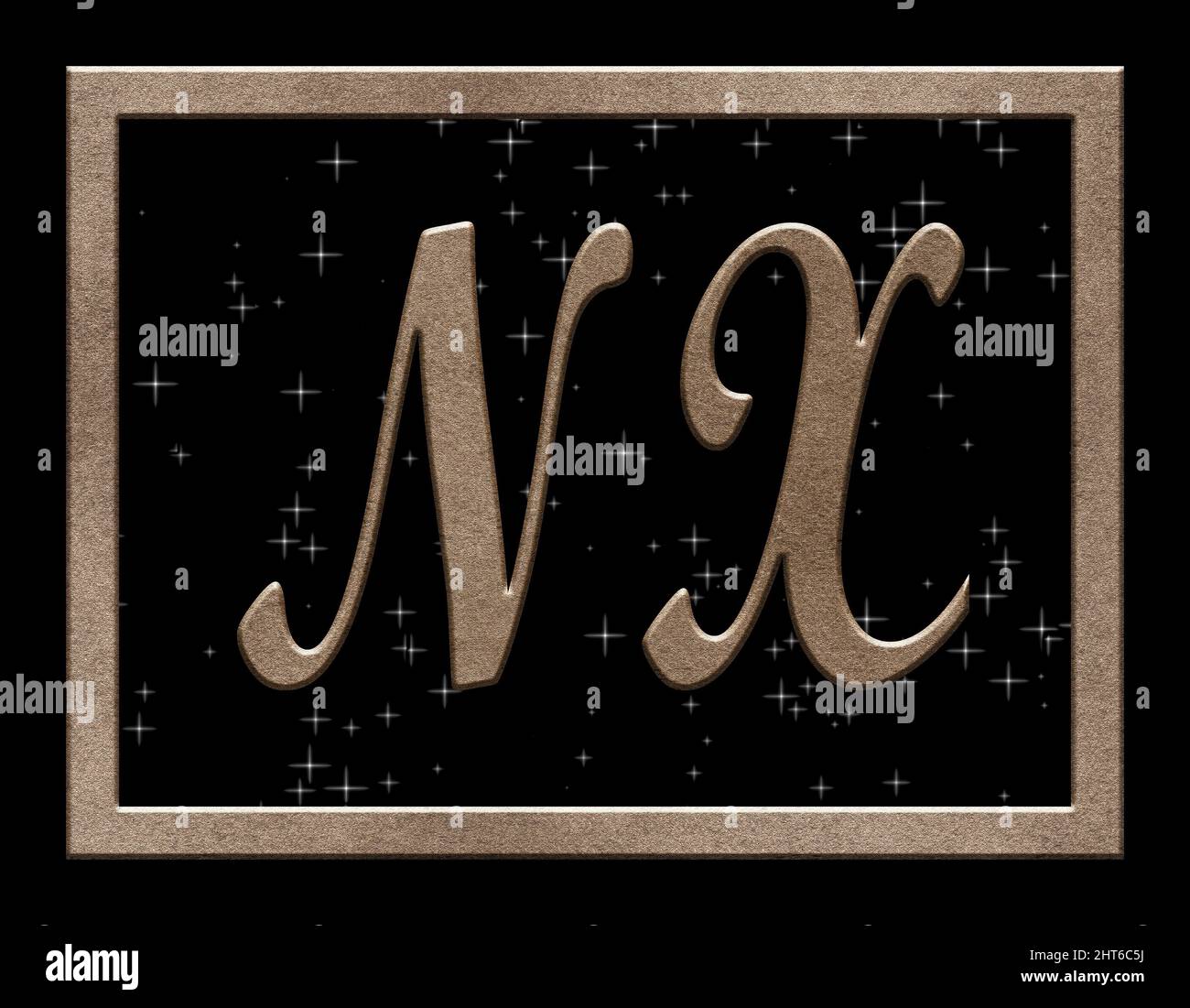 Signature with the two capital letters NX , crystal Stock Photo - Alamy