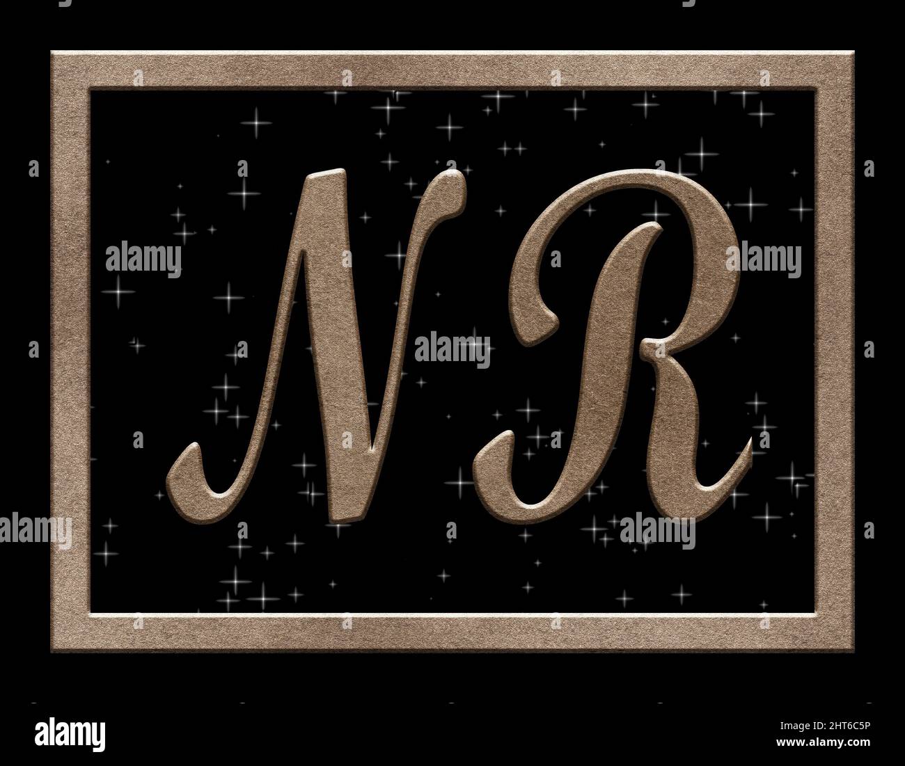 Signature with the two capital letters NR , crystal Stock Photo - Alamy