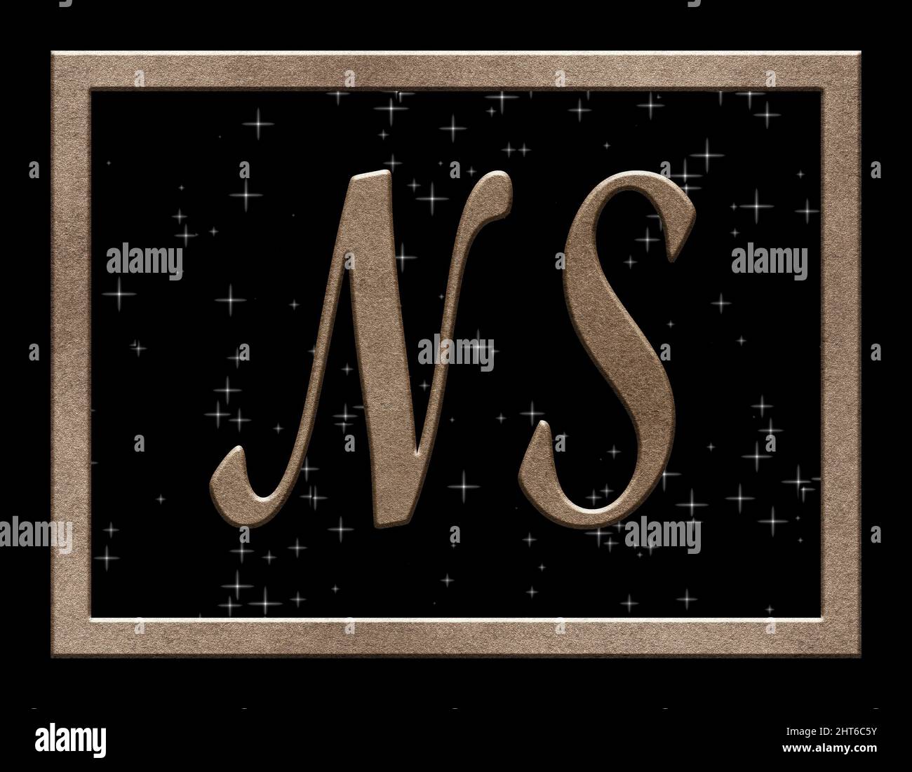 Signature with the two capital letters NS , crystal Stock Photo - Alamy