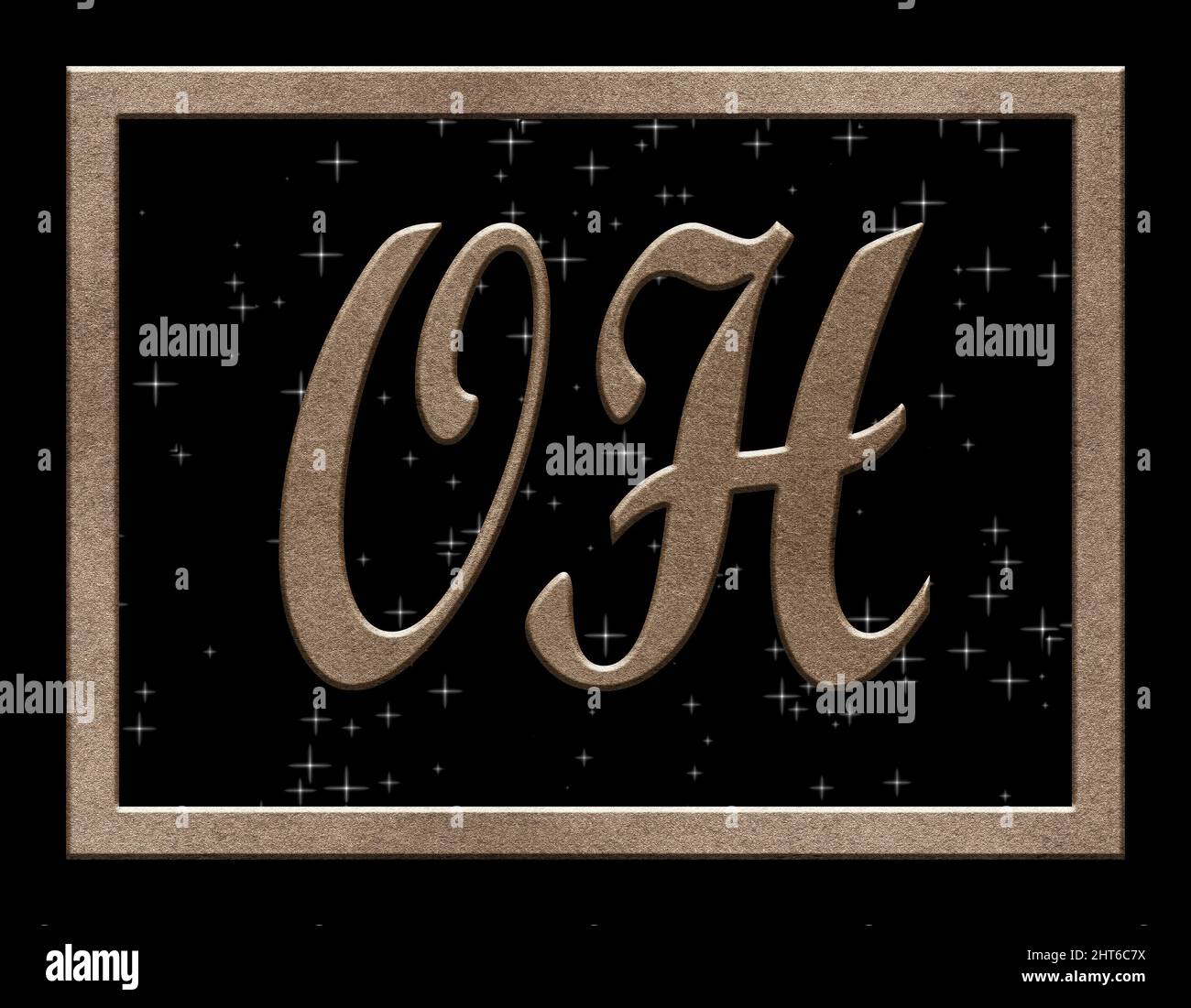 Signature with the two capital letters OH , crystal Stock Photo - Alamy