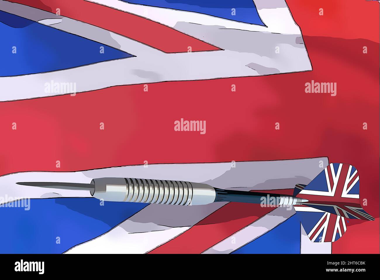 Illustration of a flying dart with British flag on the cylinder and in ...