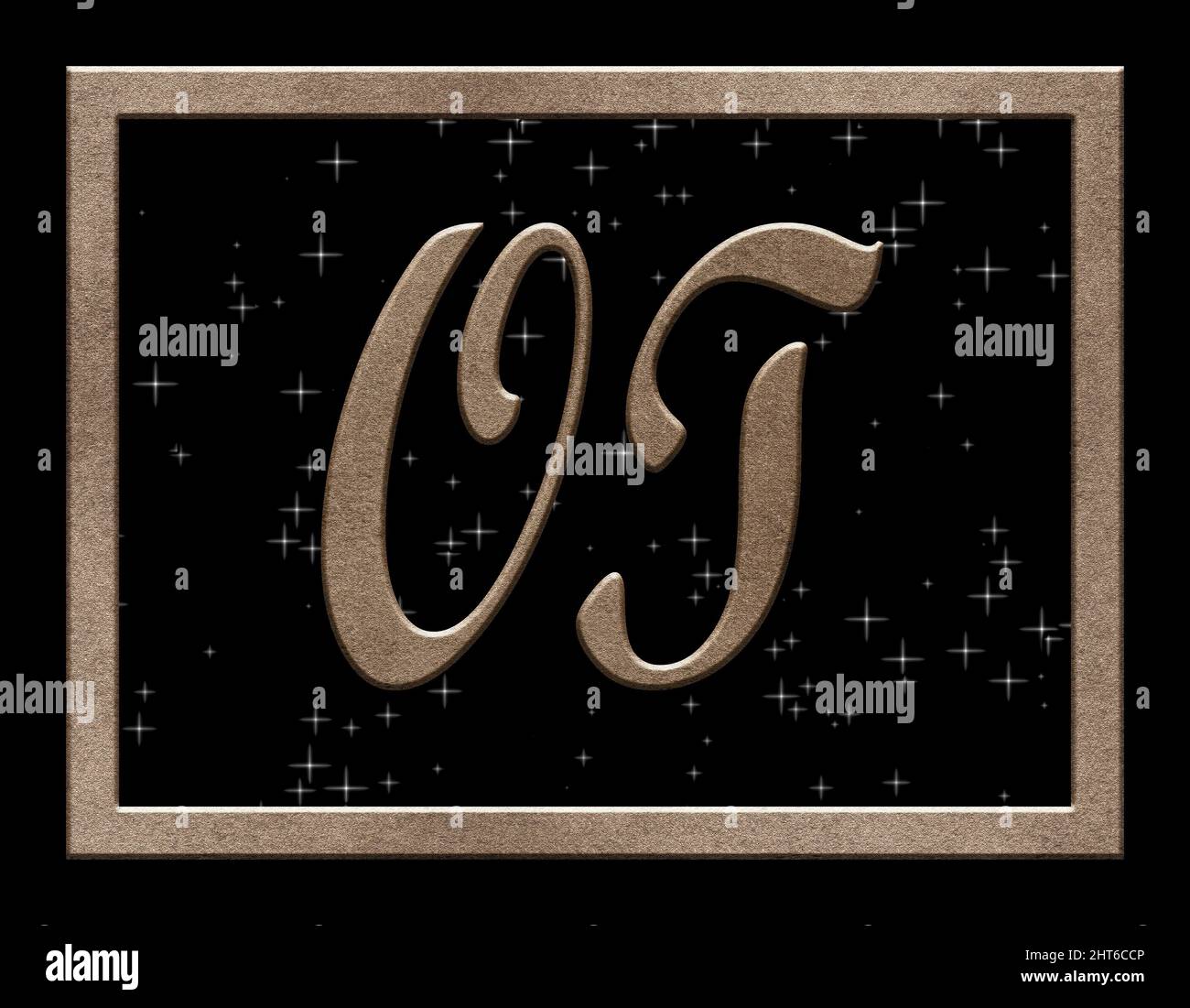 Signature with the two capital letters OT , crystal Stock Photo - Alamy