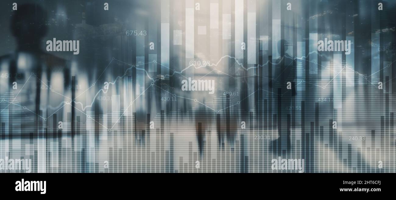 Multi exposure of virtual financial chart hologram research and ...