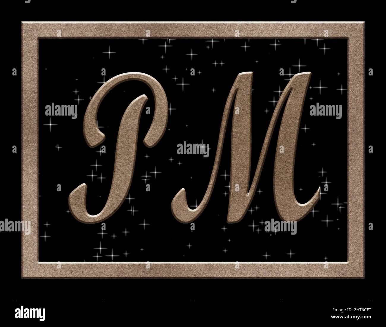 Signature with the two capital letters PM , crystal Stock Photo - Alamy