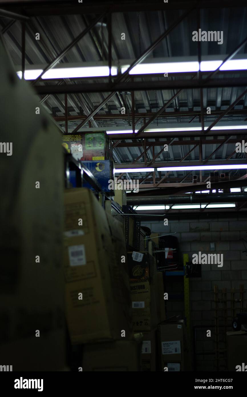 Vertical photo of the interior of a factory Stock Photo - Alamy