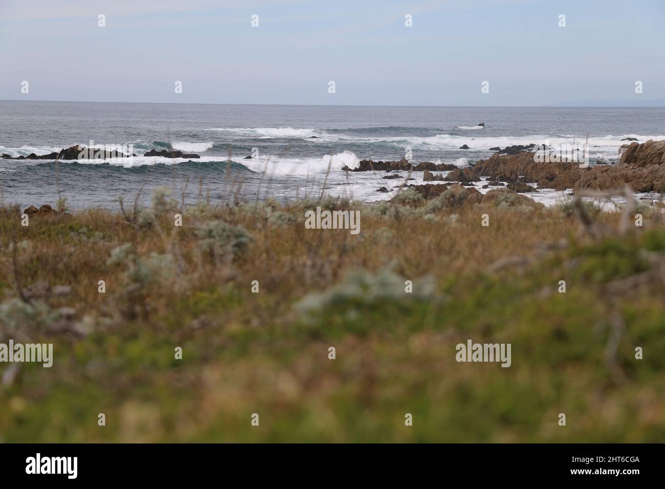 A beautiful view of rocks in Monterey bay under the clear sky Stock ...