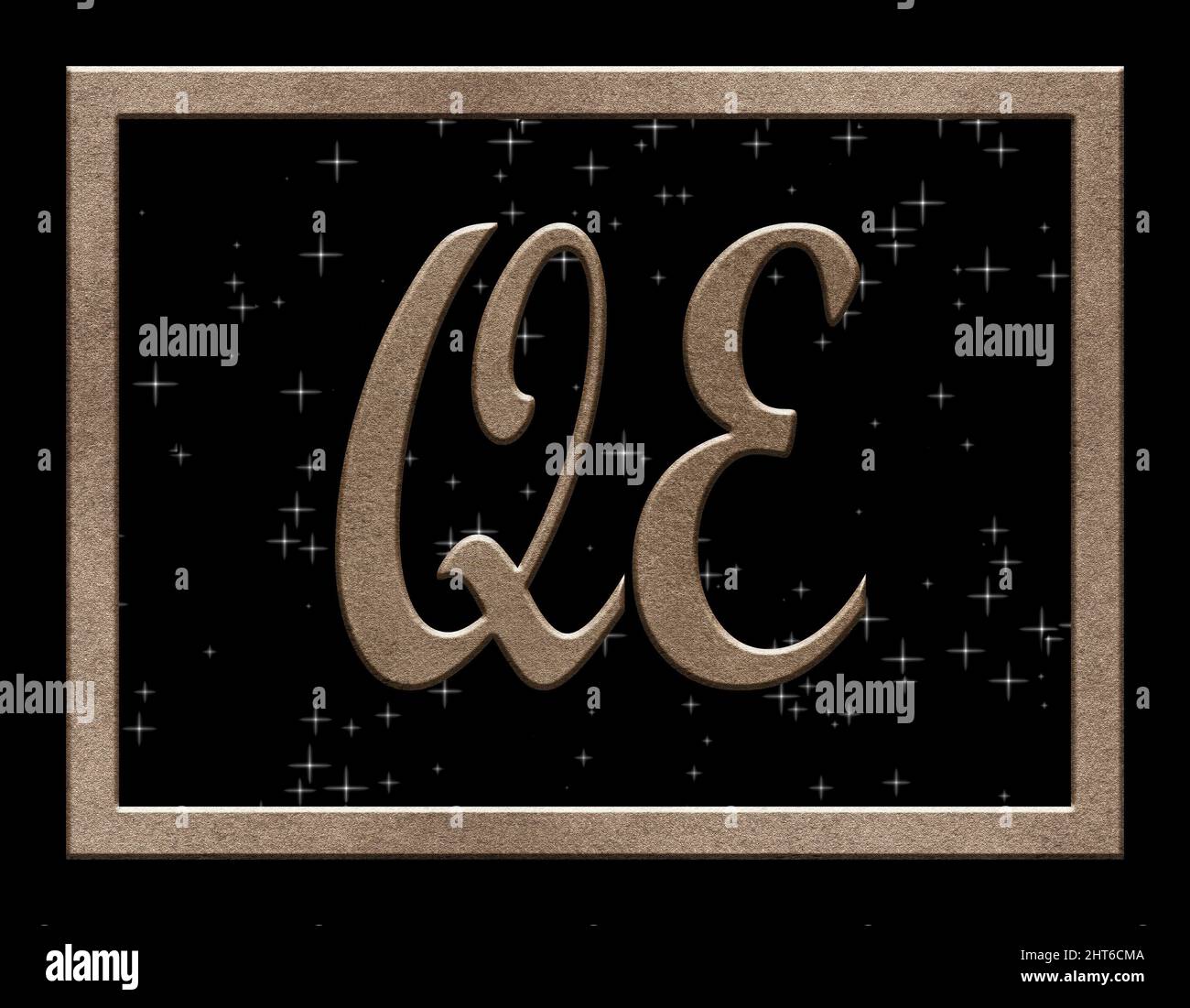 Signature with the two capital letters QE , crystal Stock Photo - Alamy