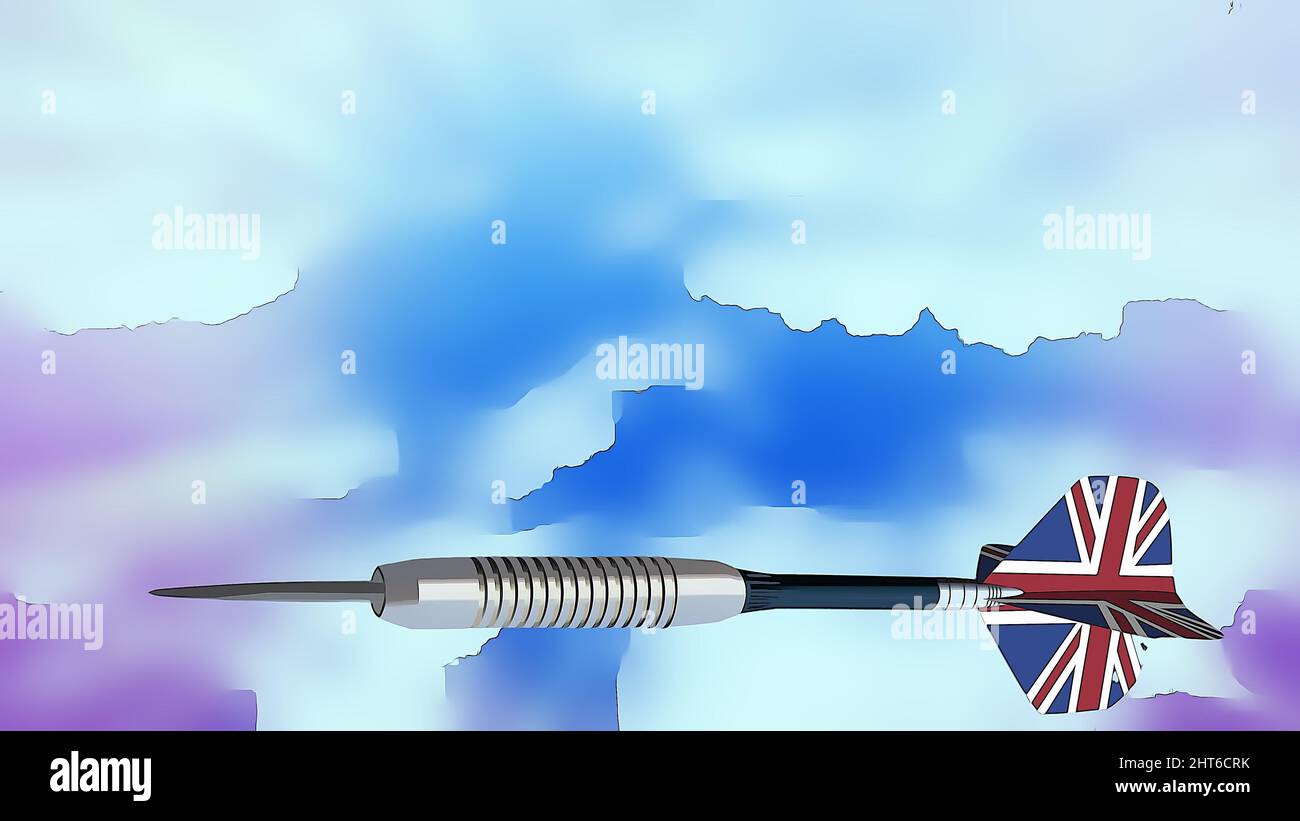 Illustration of a flying dart with the British flag on the cylinder ...