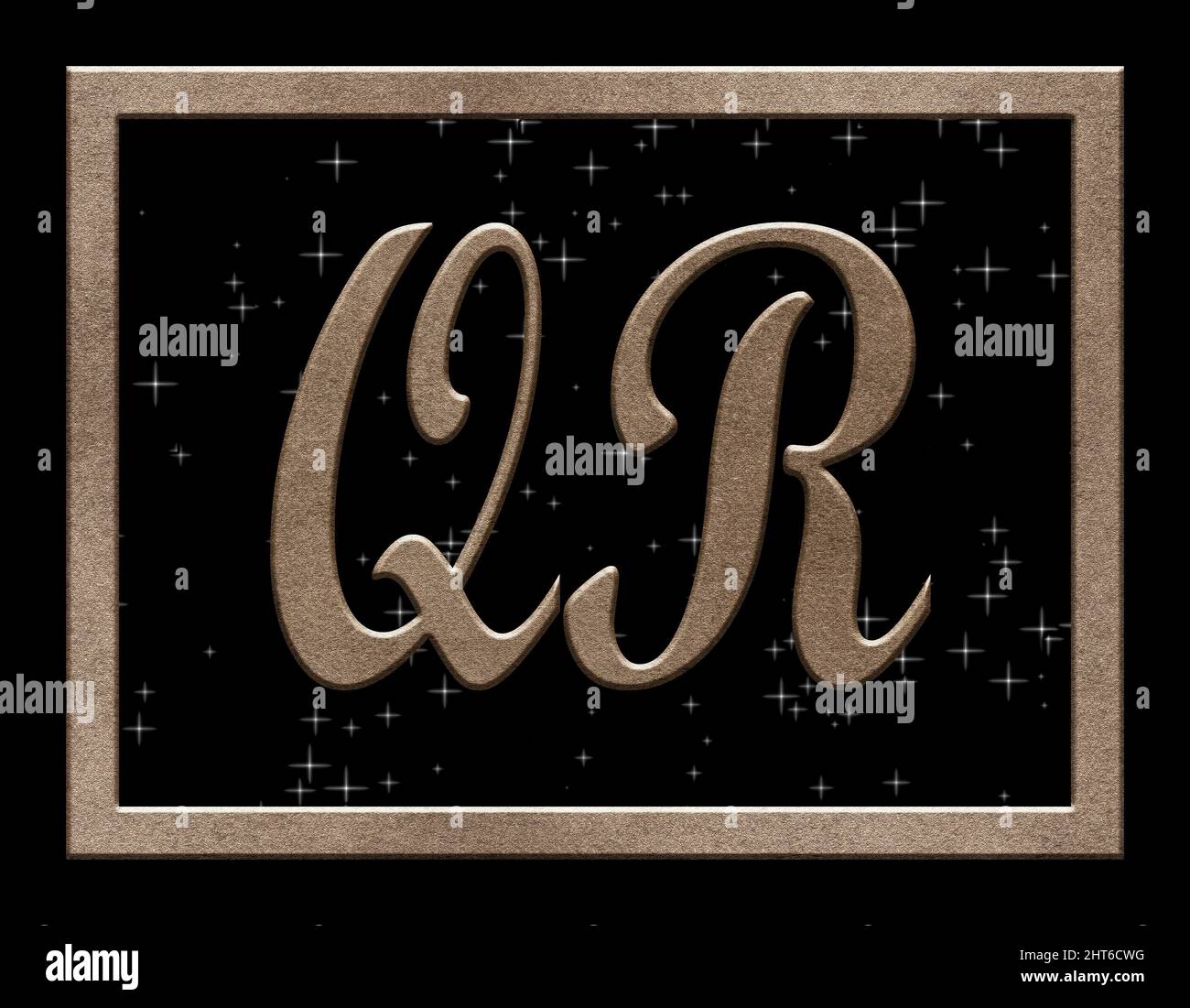 Signature with the two capital letters QR , crystal Stock Photo - Alamy