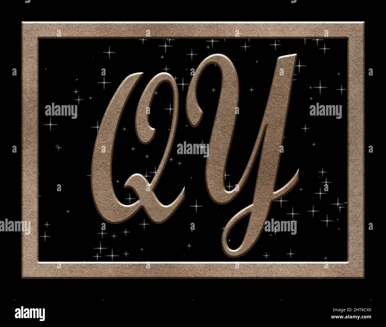 Signature with the two capital letters QY , crystal Stock Photo - Alamy