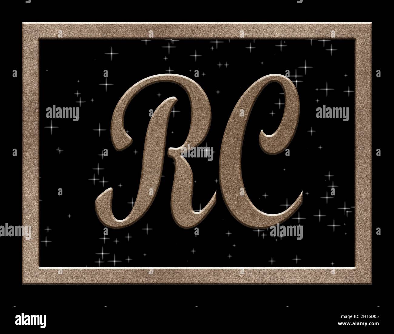 Signature with the two capital letters RC , crystal Stock Photo - Alamy