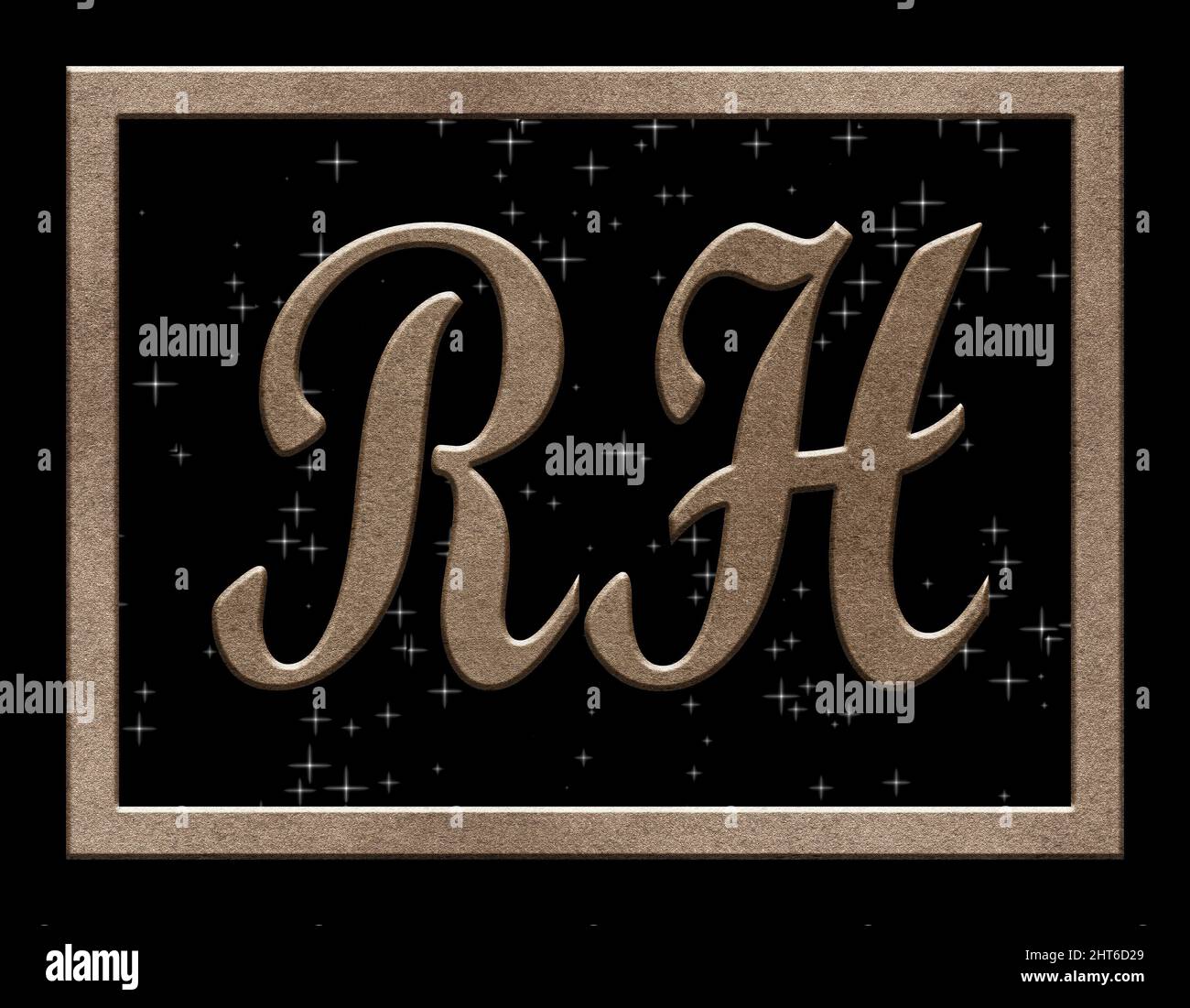 Signature with the two capital letters RH , crystal Stock Photo - Alamy