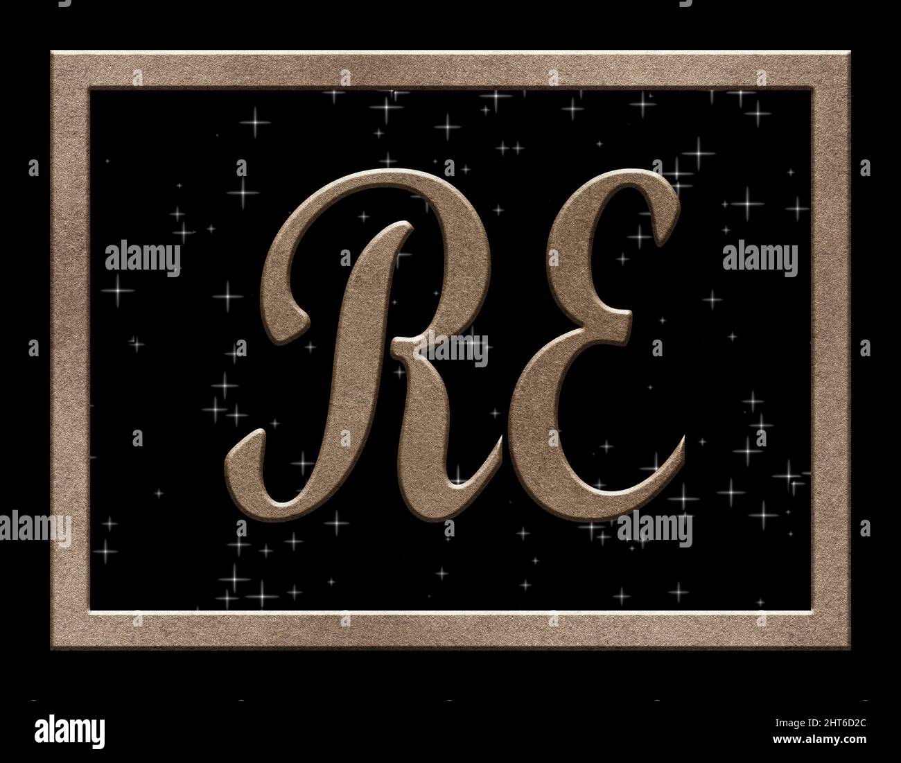 Signature with the two capital letters RE , crystal Stock Photo - Alamy