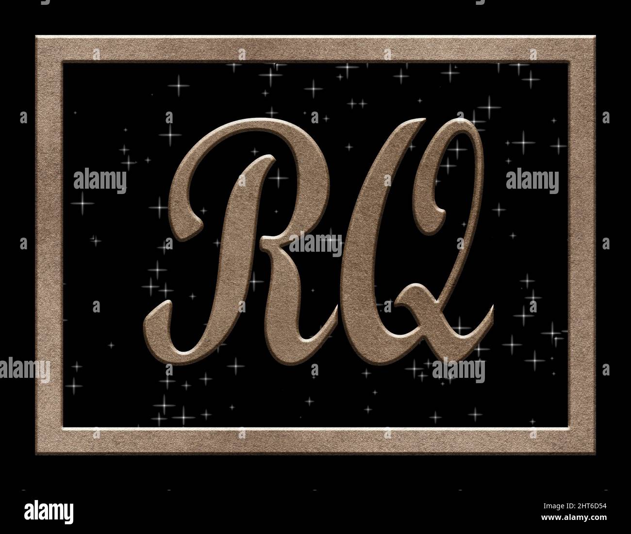 Signature with the two capital letters RQ , crystal Stock Photo - Alamy