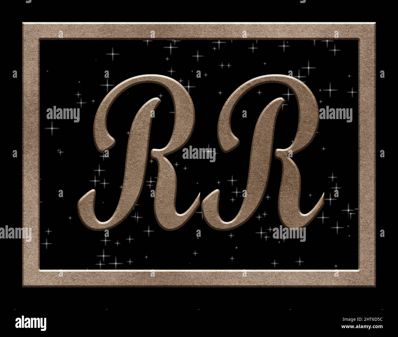 Signature with the two capital letters RR , crystal Stock Photo - Alamy