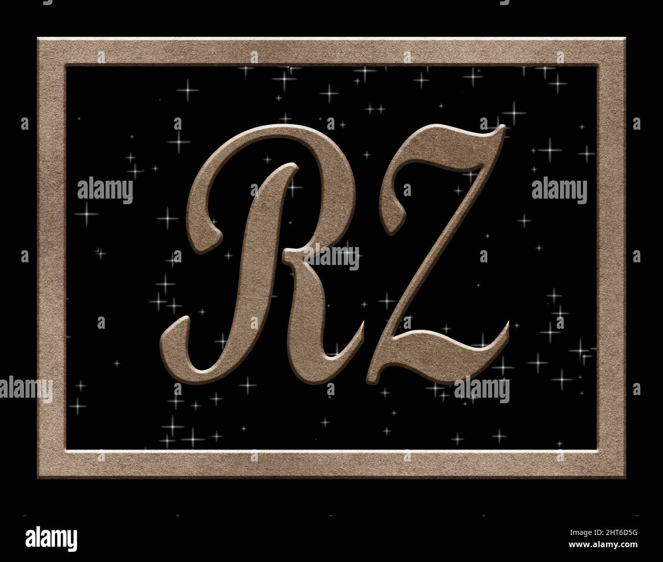 Signature with the two capital letters RZ , crystal Stock Photo - Alamy