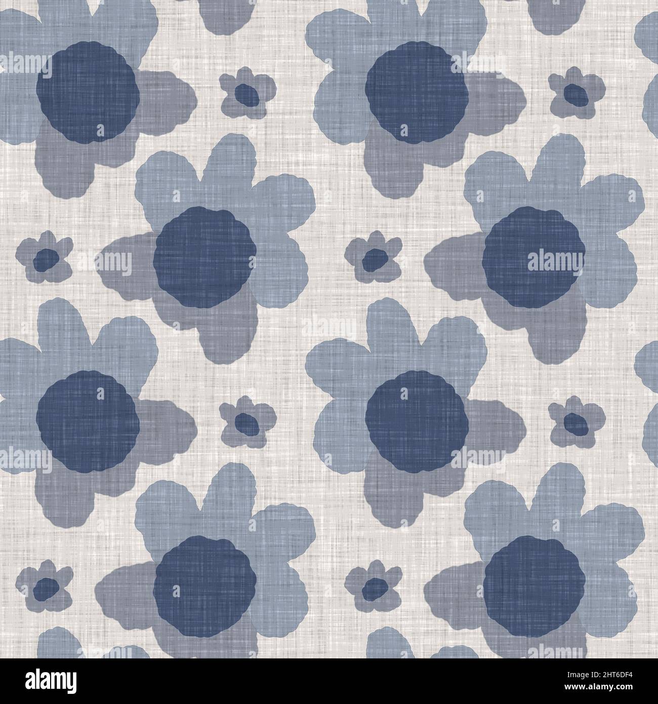 French blue floral linen seamless pattern with 2 tone country cottage ...
