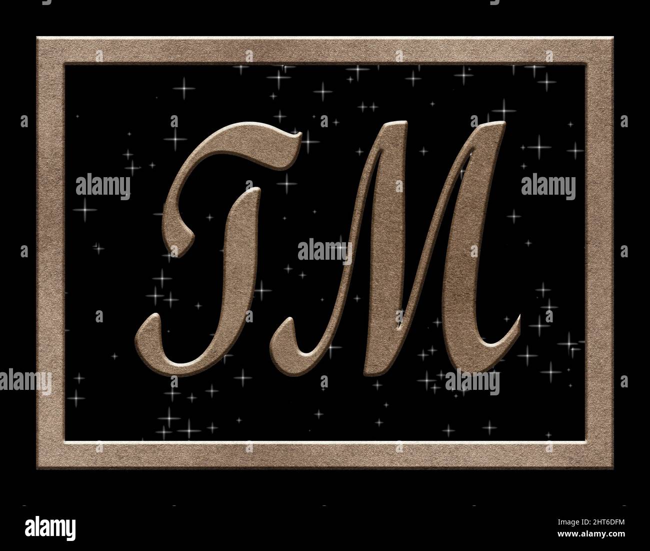 Signature with the two capital letters TM , crystal Stock Photo - Alamy