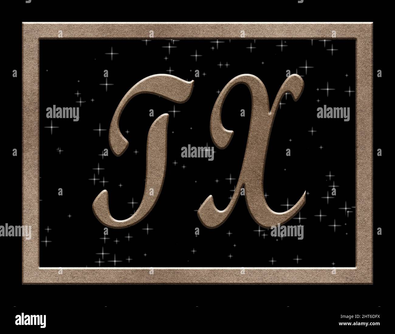 Signature with the two capital letters TX , crystal Stock Photo - Alamy