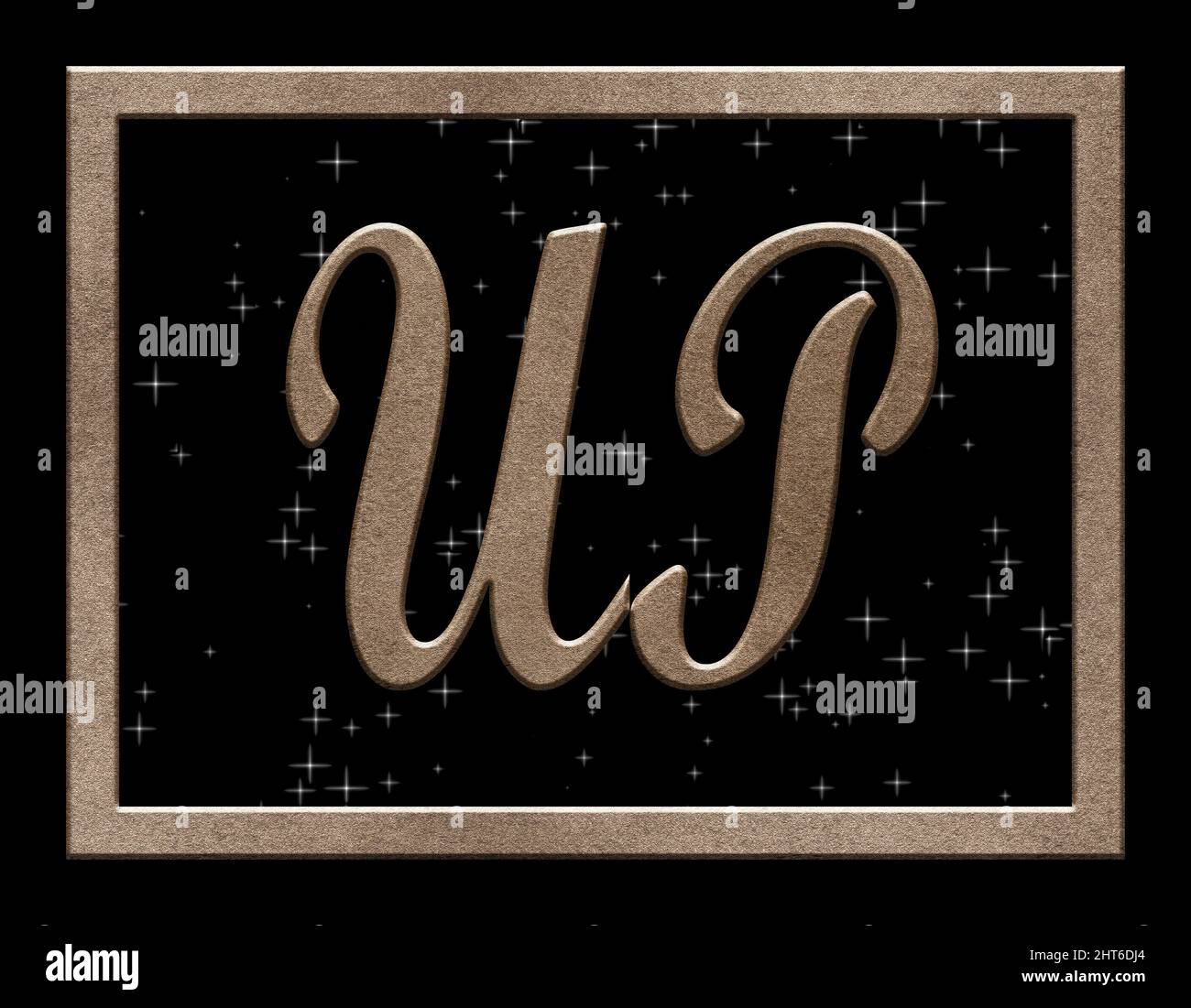 Signature with the two capital letters UP , crystal Stock Photo - Alamy