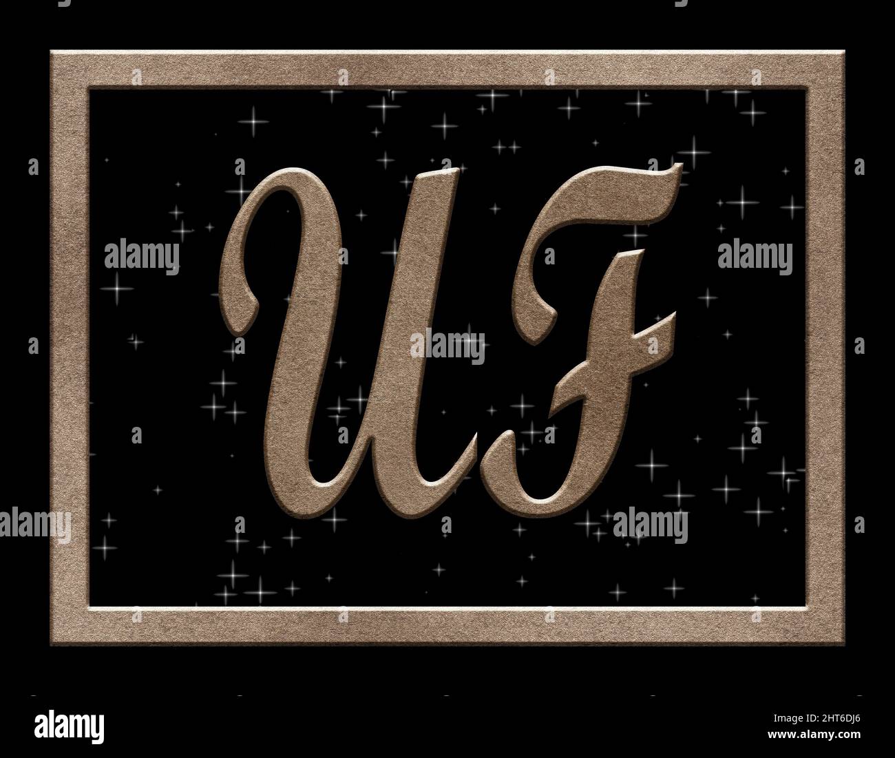 Signature with the two capital letters UF , crystal Stock Photo - Alamy