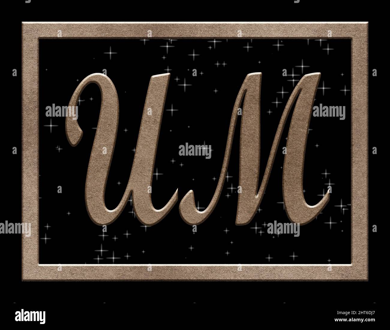 Signature with the two capital letters UM , crystal Stock Photo - Alamy