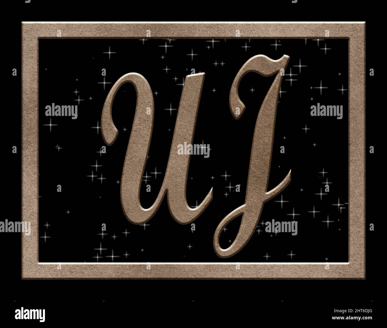 Signature with the two capital letters UJ , crystal Stock Photo - Alamy