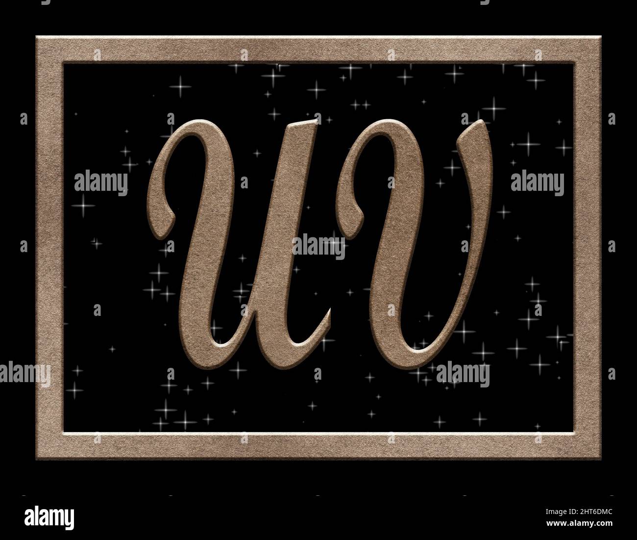 Signature with the two capital letters UV , crystal Stock Photo - Alamy