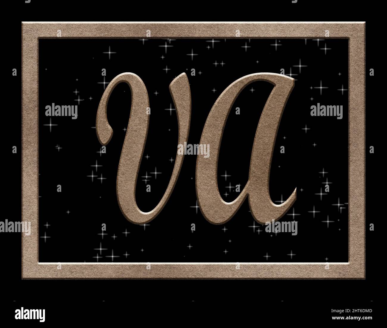 Signature with the two capital letters VA , crystal Stock Photo - Alamy