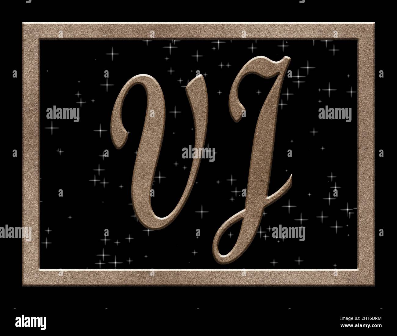 Signature with the two capital letters VJ , crystal Stock Photo - Alamy