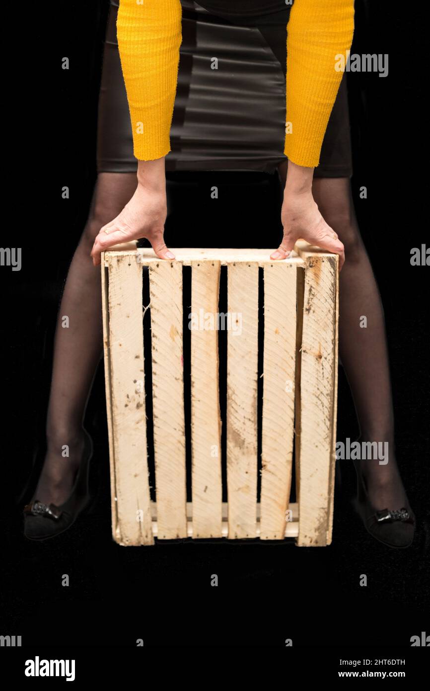 Black nylon tights on legs hi-res stock photography and images - Alamy