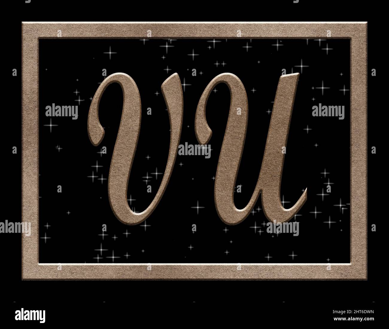 Signature with the two capital letters VU , crystal Stock Photo - Alamy