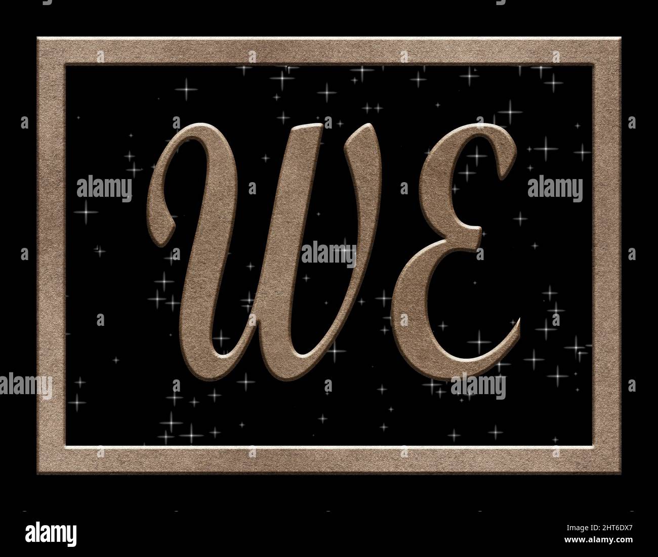 Signature with the two capital letters WE , crystal Stock Photo - Alamy