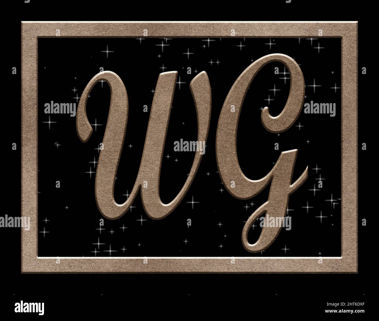 Signature with the two capital letters WG , crystal Stock Photo - Alamy