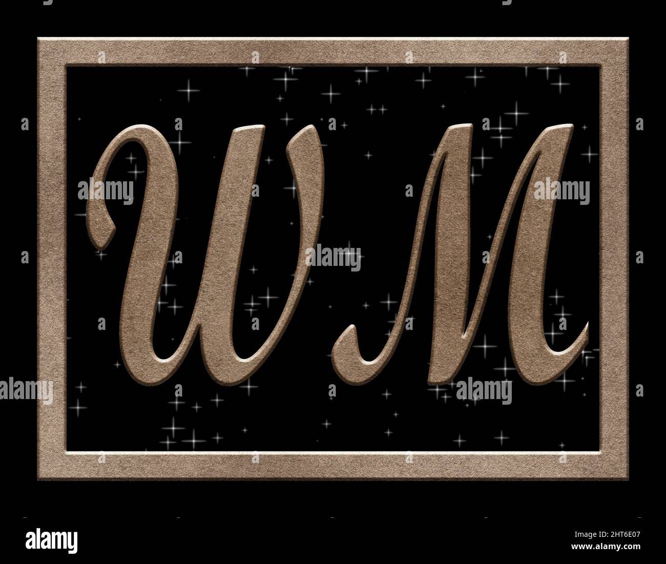 Signature with the two capital letters WM , crystal Stock Photo - Alamy