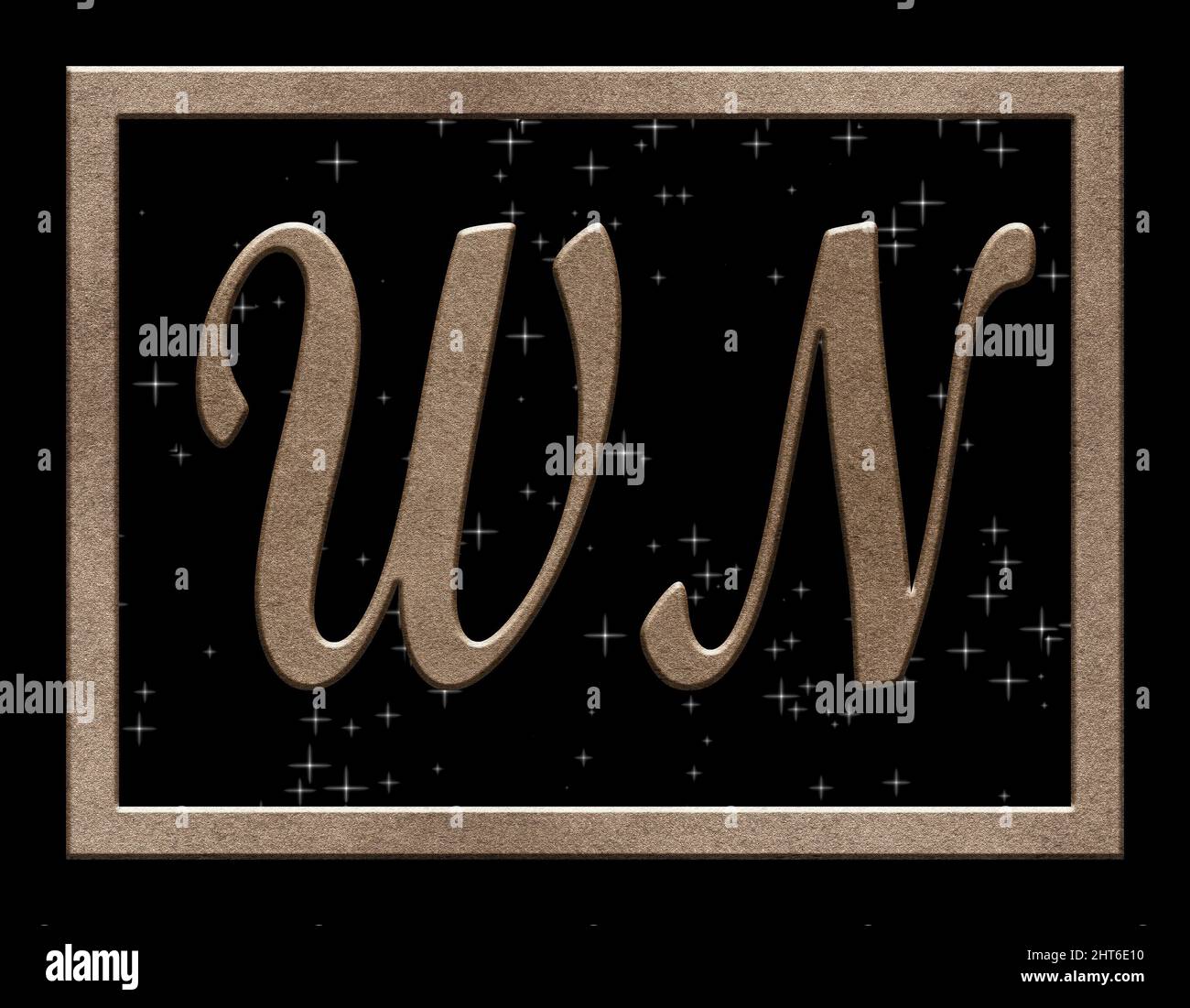 Signature with the two capital letters WN , crystal Stock Photo - Alamy