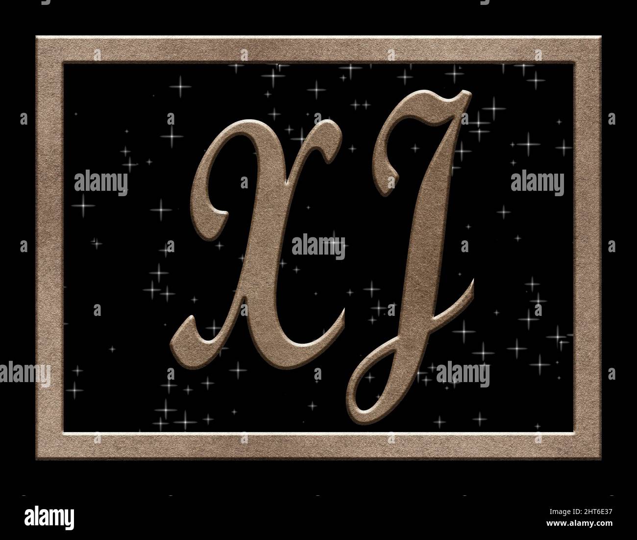 Signature with the two capital letters XJ , crystal Stock Photo - Alamy