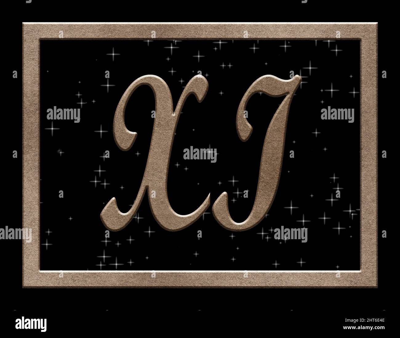 Signature with the two capital letters XI , crystal Stock Photo - Alamy