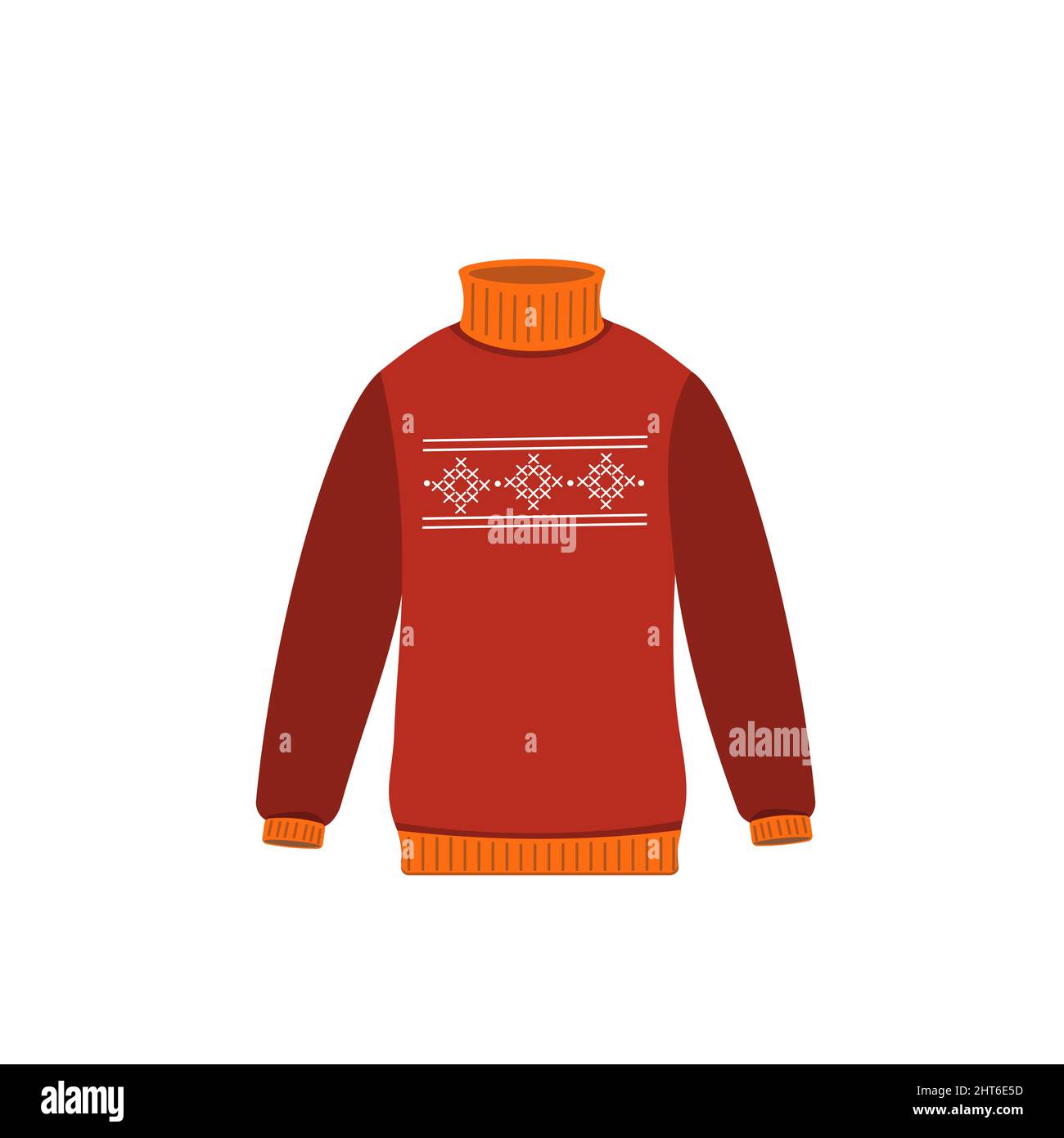 Flat vector cartoon illustration of a cozy warm sweater. Women knitted ...